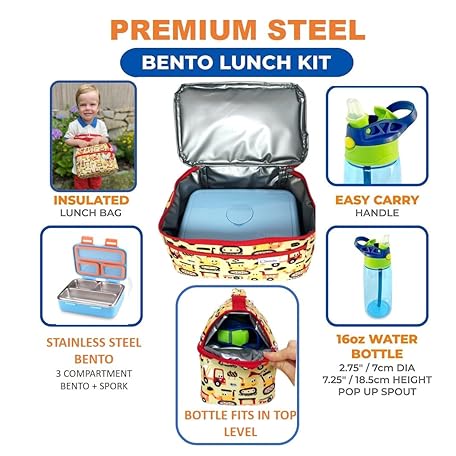 Mua kinsho Stainless Steel Bento Box for Toddler Boys, Insulated Lunch ...