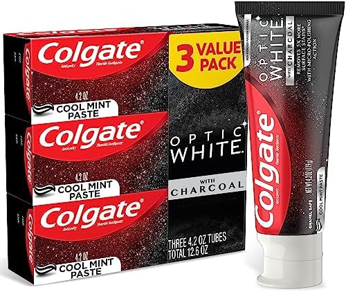 Colgate Optic White with Charcoal Whitening Toothpaste, Cool Mint ...