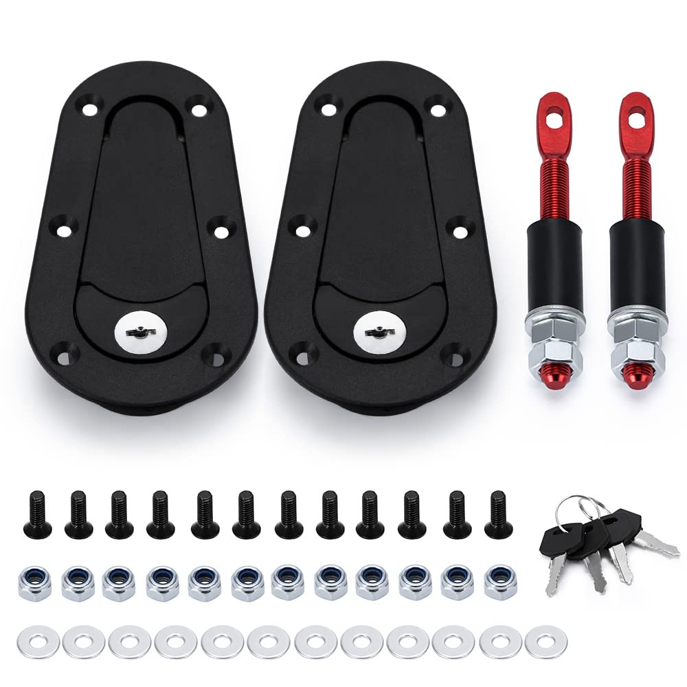 Universal Racing Car Flush Hood Latch & Pin Kit Flush Mounted Hood Pins ...
