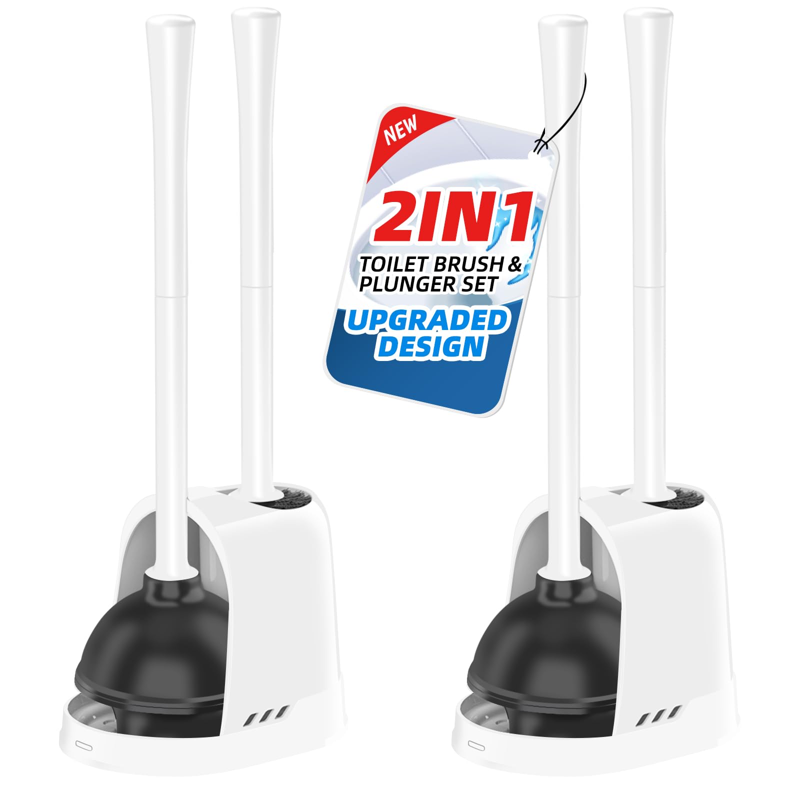 KOKL Toilet Plunger and Brush Set, Heavy Duty Toilet Brush Plunger ...