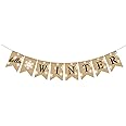 Amazon.com: Jute Burlap Hello Winter Banner Snowflake Christmas Holiday ...