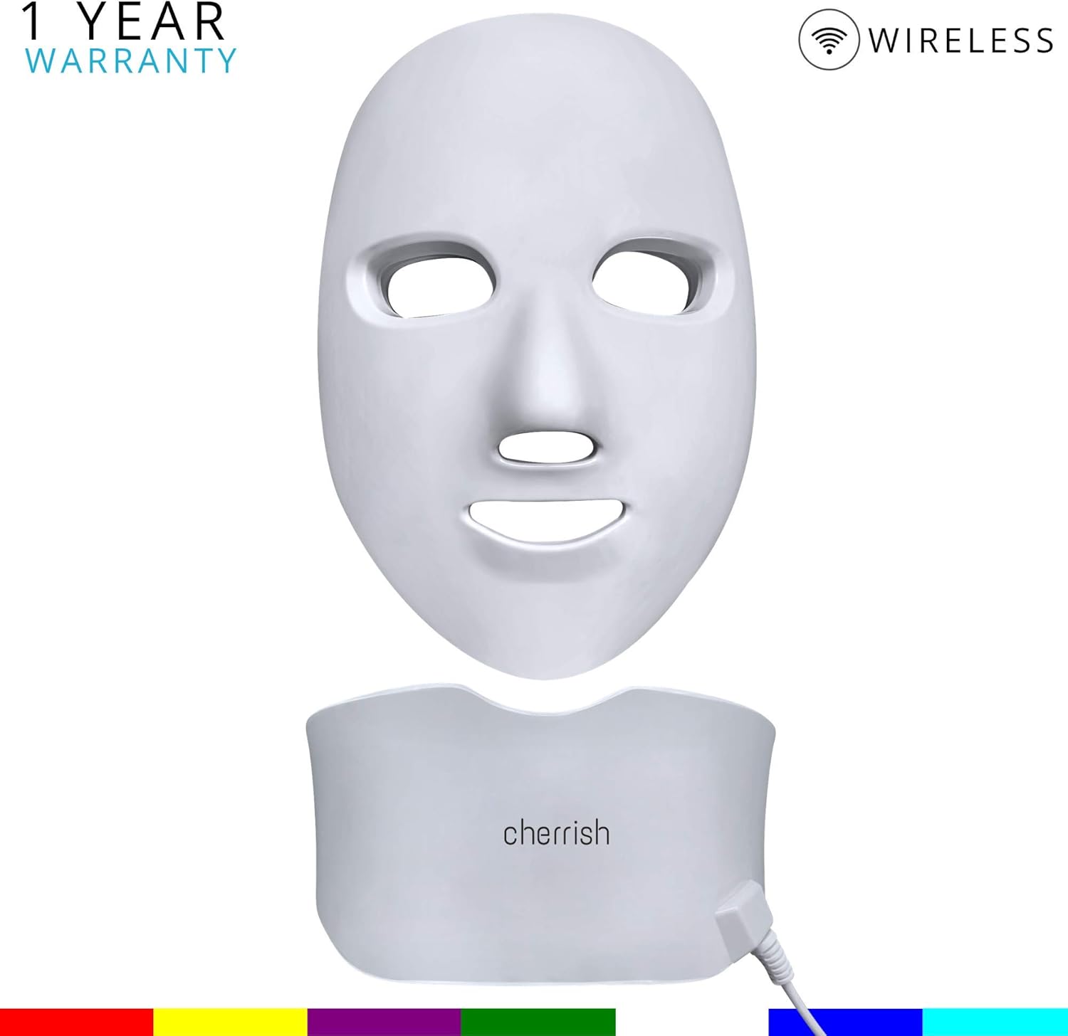 Wireless 7 color LED Mask for Face and Neck. Light photon therapy for ...