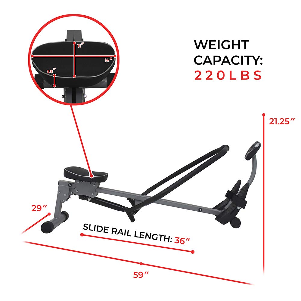 Sunny Health & Fitness SF-RW1410 Rowing Machine Rower with Full Motion ...