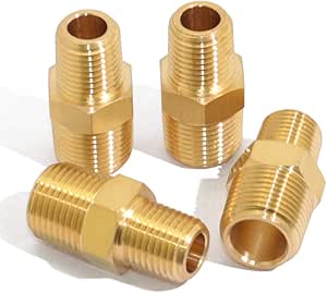 Amazon.com: KOOTANS 3/8 NPT x 1/4 NPT Male Solid Brass Hex Nipples, Heavy Brass Pipe Adapter ...