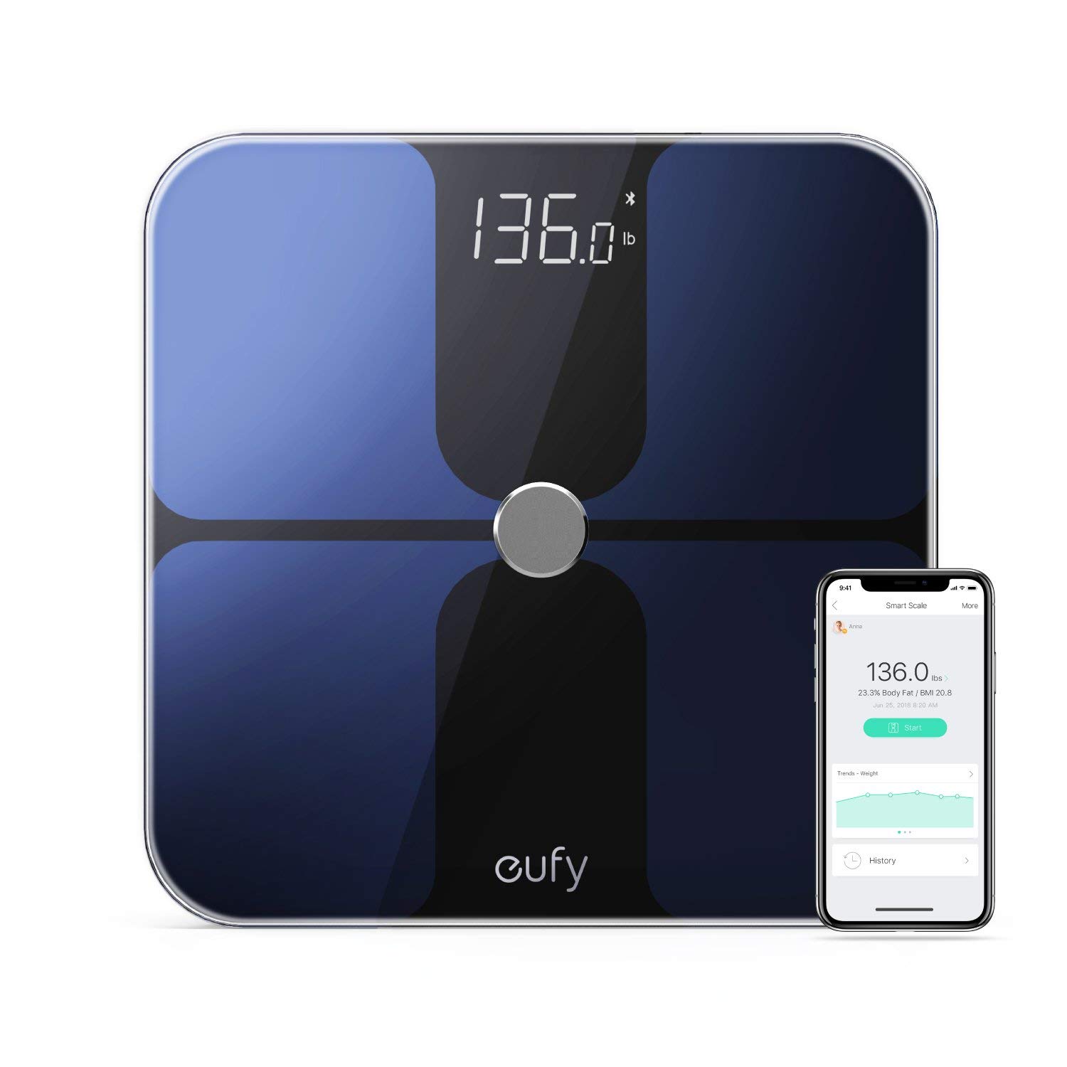 Eufy BodySense Smart Scale with Bluetooth, Large LED Display, Weight ...
