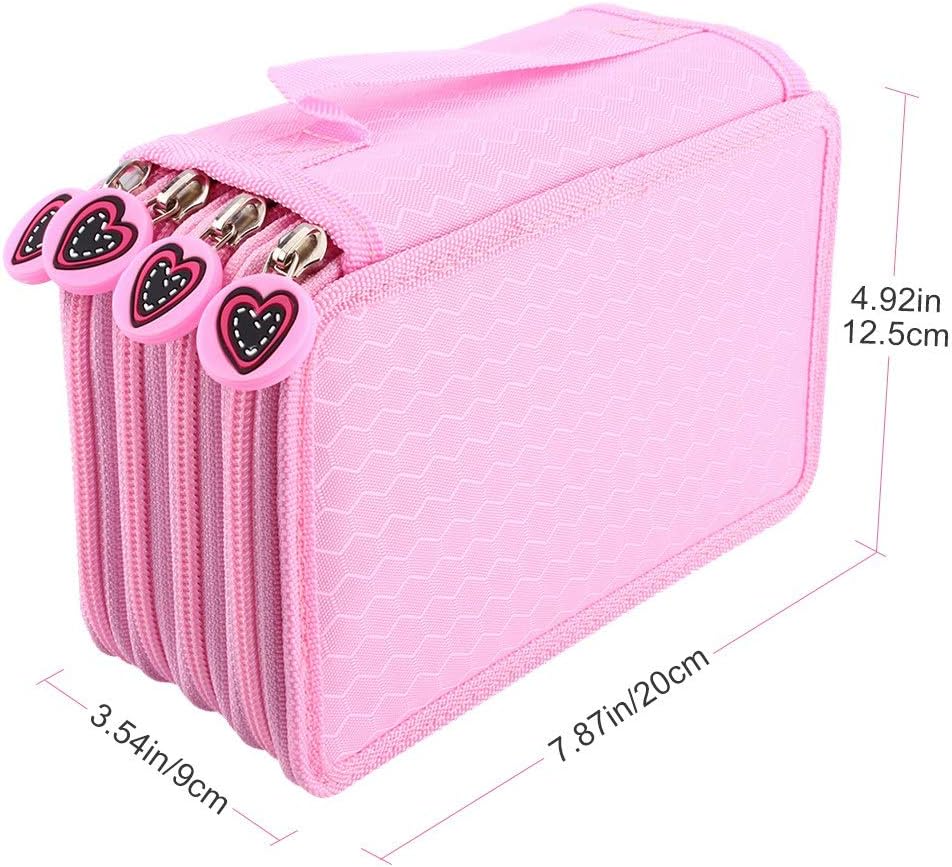Yosoo Pink Oxford multi-layer Pencil Folder For 72 Pencils Make-up ...