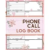 Phone Call Log Book: Telephone Message Book for Office with Notes | 600 ...