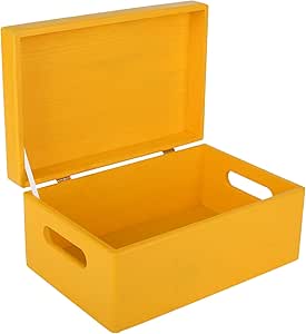 Amazon.com: Creative Deco Large Yellow Wooden Box Storage with Hinged ...
