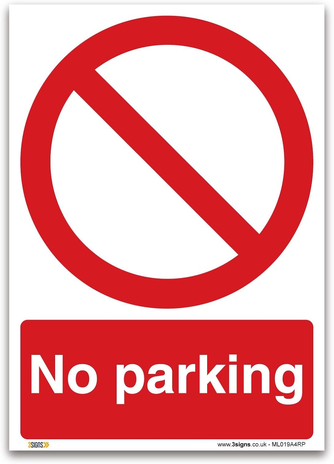 No parking Sign - A4 1mm Rigid Plastic Sign - Prohibition Safety ...