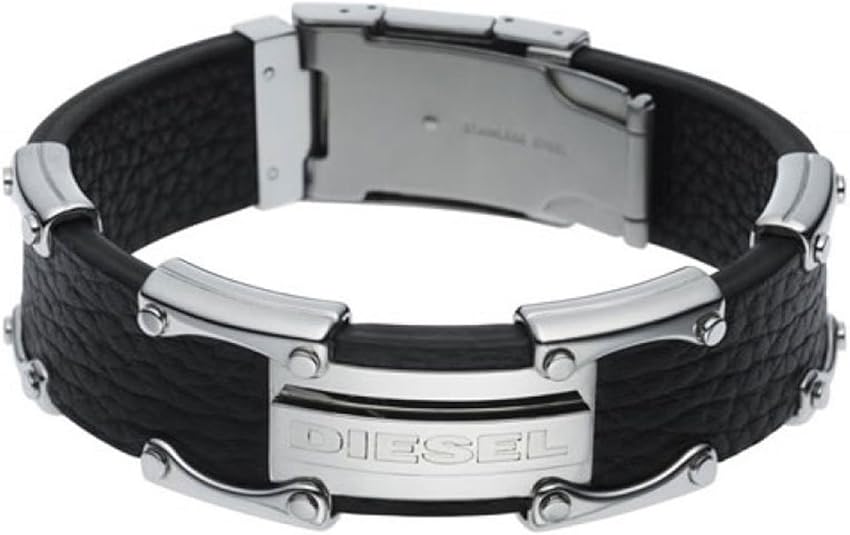 Diesel - DX0121040 - Bracelet - Homme - Acier et Cuir - Logo Diesel ...