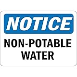 Amazon.com: Non-Potable Water Do Not Drink Caution OSHA ANSI Label ...