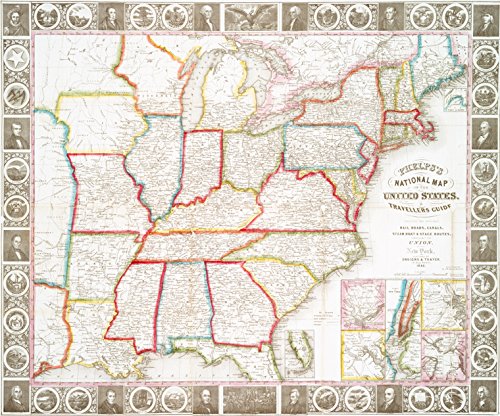Historic 1848 Map Phelpss National Map Of The United States ...