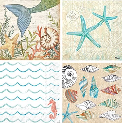 Sea Life Cocktail Beverage Paper Napkins Variety Pack 20 Count-3-Ply ...