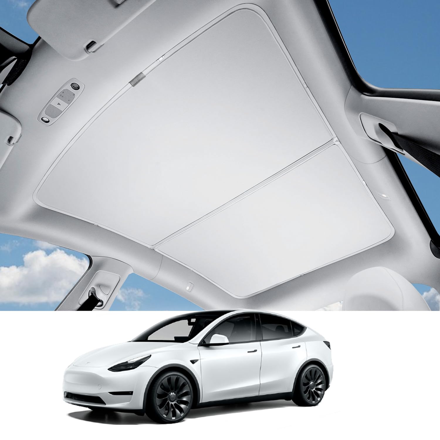 HALOBLK Non-Sag Glass Roof Sunshade with Storage Bag Designed for Tesla ...