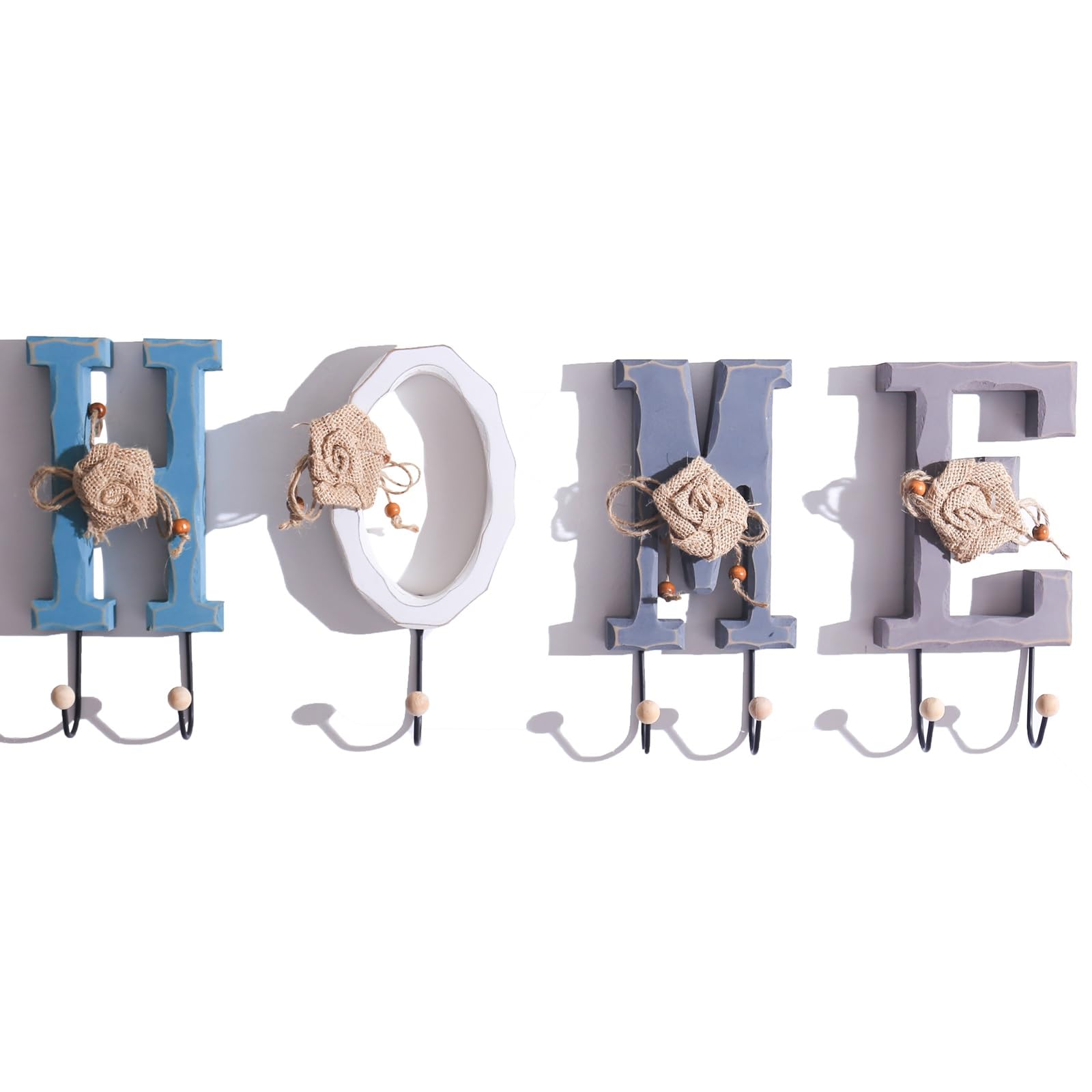 N/D Wall Hooks Set, Wooden Hooks for Wall with 7 Pegs, Coat Rack Wall ...