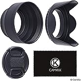 Amazon.com : 72mm Set of 2 Camera Lens Hoods and 1 Lens Cap - Rubber ...