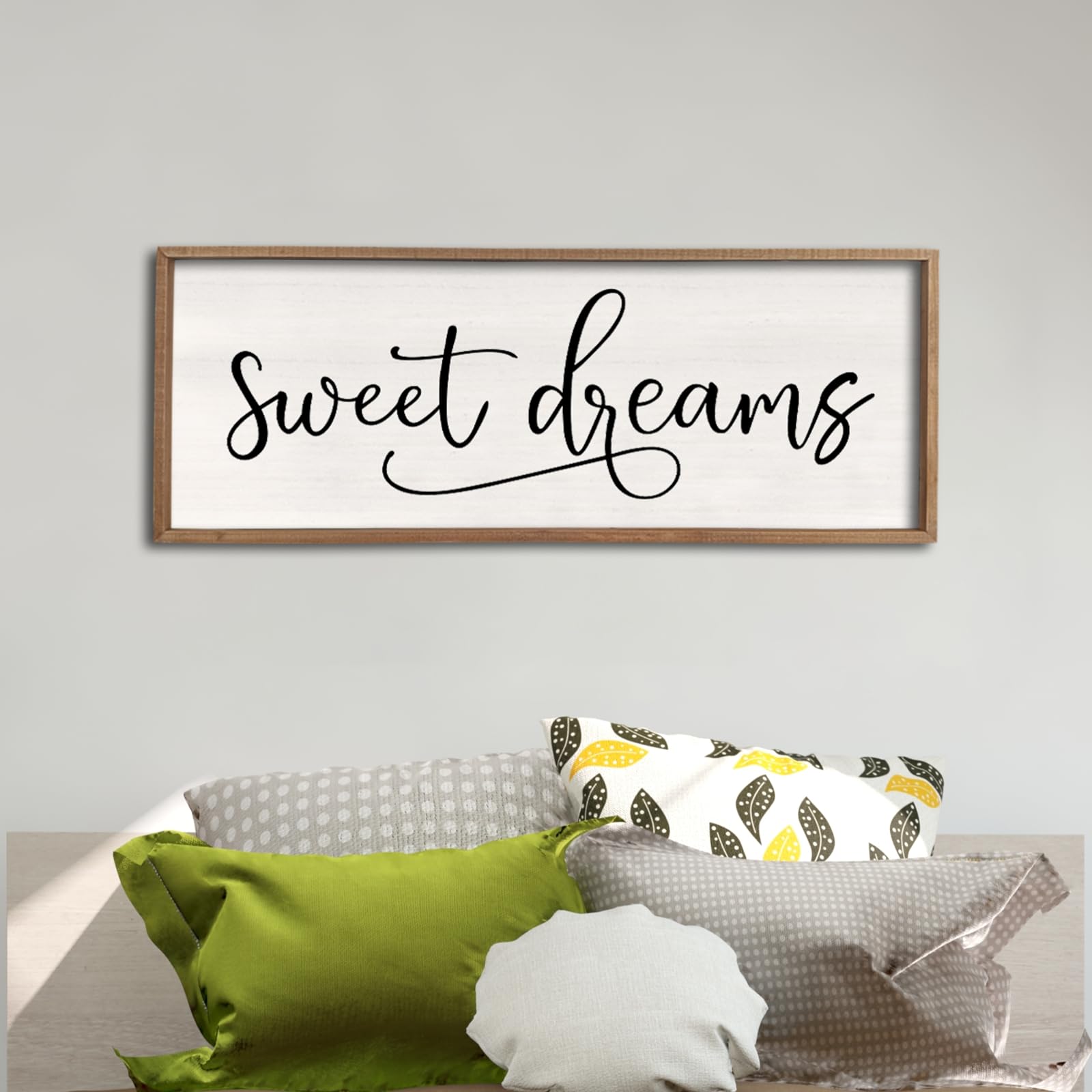 Sweet Dreams Wall Decor Above Bed Sign 40" x 15" Master Bedroom Wooden ...