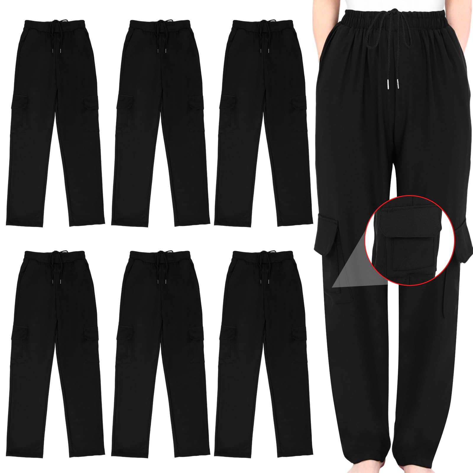 Jeere 6 Men's Chef Pants Classic 7 Pocket Chef Cargo Pants Baggy ...