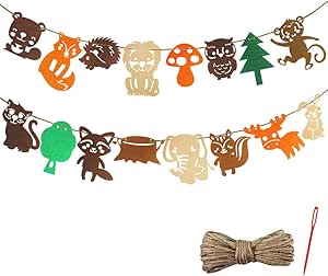 Amazon.com: Supla 16 Pcs/32' Long Woodland Creatures Banner Baby Shower ...