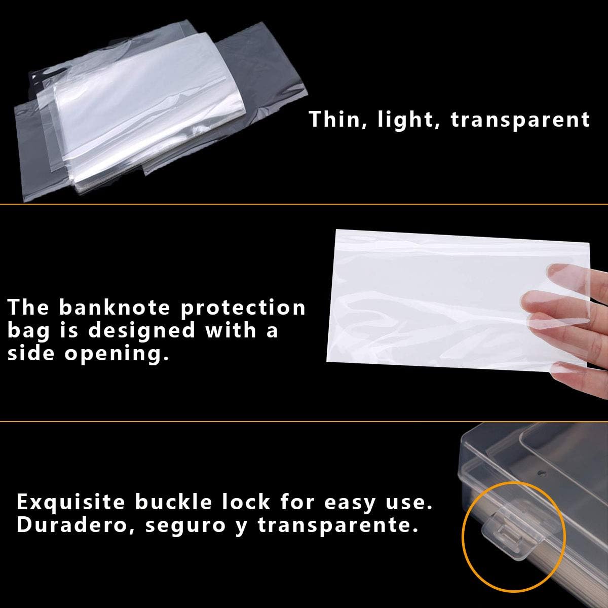 Osuter 200PCS Banknote Coin Holder Transparent Plastic Banknote ...