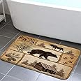 Amazon.com: Rustic Cabin Bath Rug, Farmhouse Country Antique Bear Moose ...