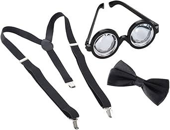 Amazon.com: Adult Nerd Geek Costume Accessory Set- Suspenders, Bow tie ...