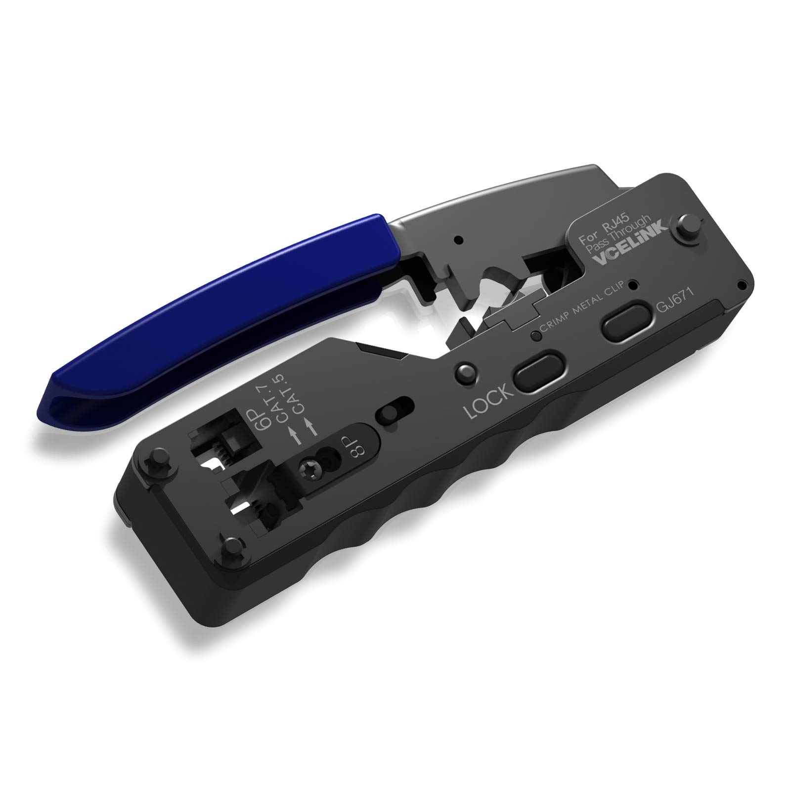 VCELINK RJ45 Crimping Tool Pass Through, Ethernet Wire Cutter Crimper ...