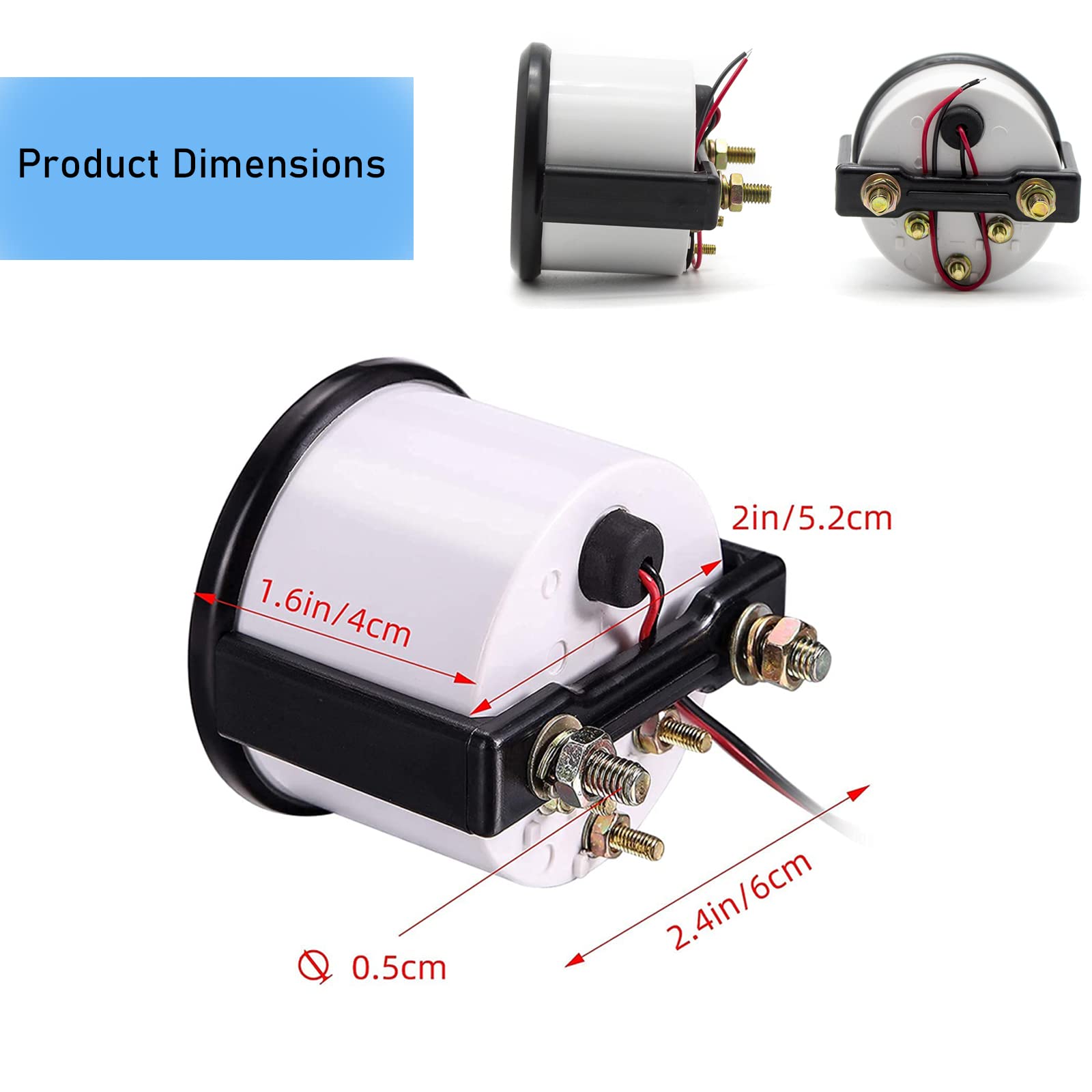 Mua Wonfly 52mm Fuel Level Gauge, 2" E-1/2-F Pointer 12V, Universal ...