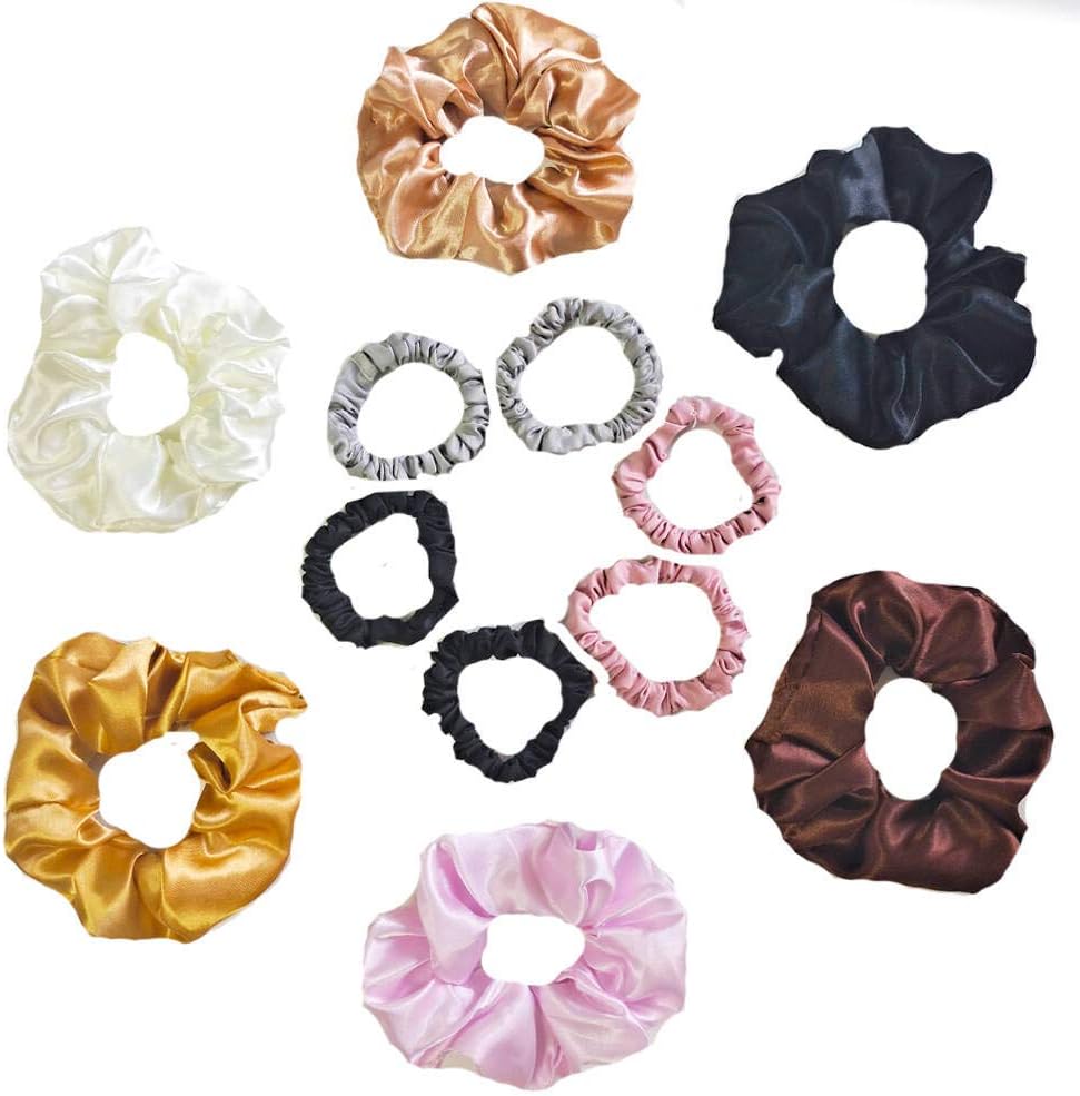 Uni-fine Satin Hair Scrunchies Big+ Small for Ladies, 6Colours Big+ ...