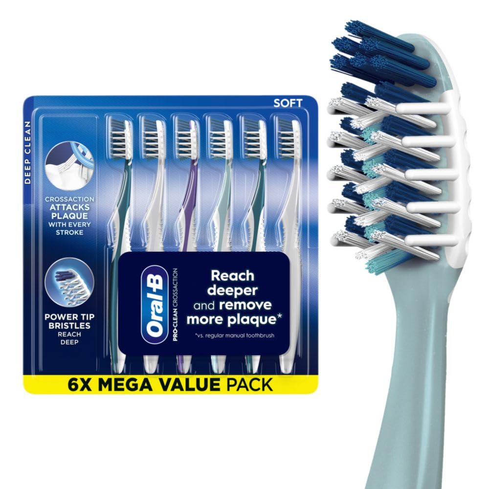 Oral-B Pro Health CrossAction All in One Soft Toothbrushes, Deep Plaque ...