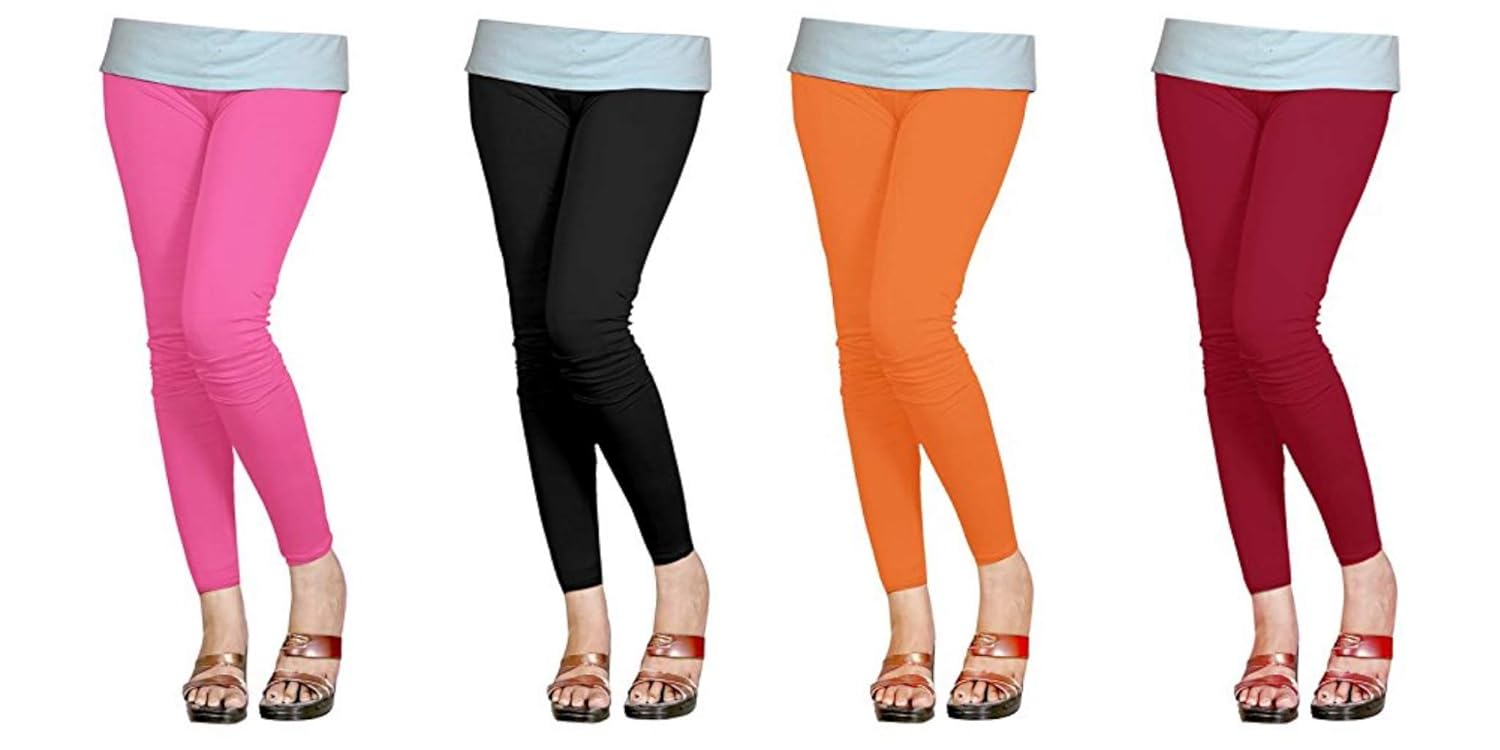 Buy Hungry Fashions Women'S Baby Pink, Black, Orange, Maroon Leggings ...
