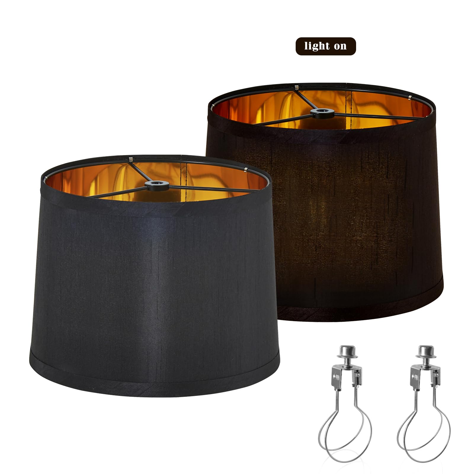 Set of 2 Drum Lamp Shade 9" Top x 10" Bottom x 7-1/2" High (Spider ...