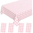 Amazon.com: JCTHKUKU 4 Pcs Pink Gingham Tablecloth, Disposable Plastic ...