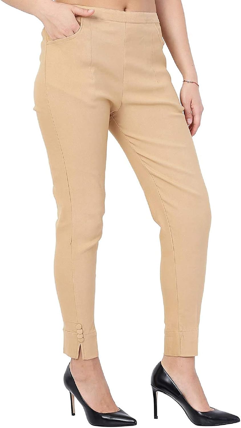 Buy Sapna Sales Fashionable Cotton Lycra Stretchable Slim Fit Straight ...