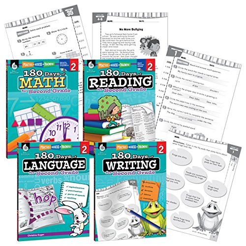 Amazon.com: 180 Days of Practice - 2nd Grade Workbook Set - Includes 4 ...