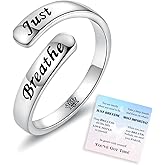 Amazon.com: 925 Sterling Silver Just Breathe Rings Adjustable Hope Ring ...