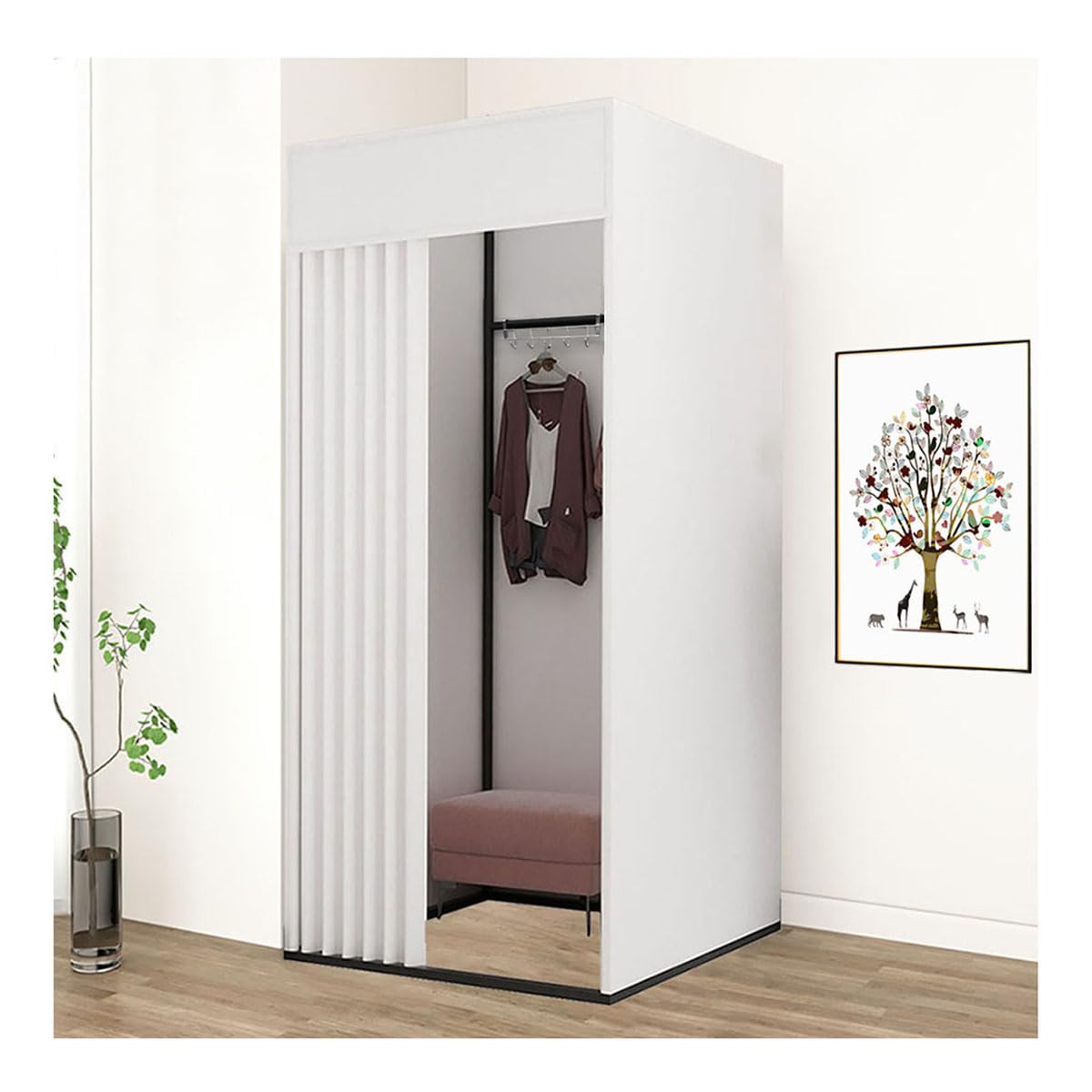 Mua Fitting Room, Portable Dressing Room Frame with Curtain and Hook ...