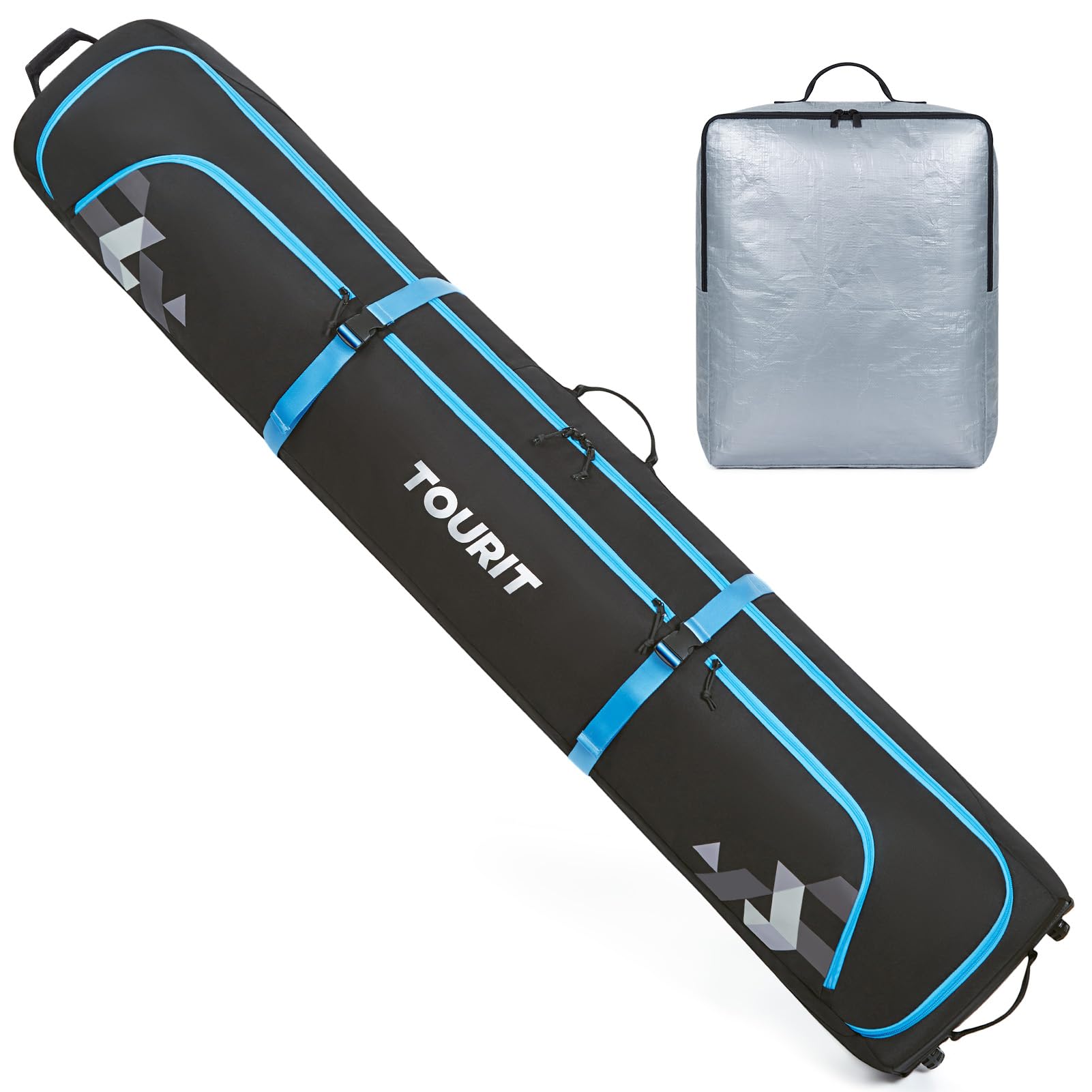 TOURIT Rolling Ski Bag and Ski Boot Bag Combo - Fully Padded Ski Bag ...