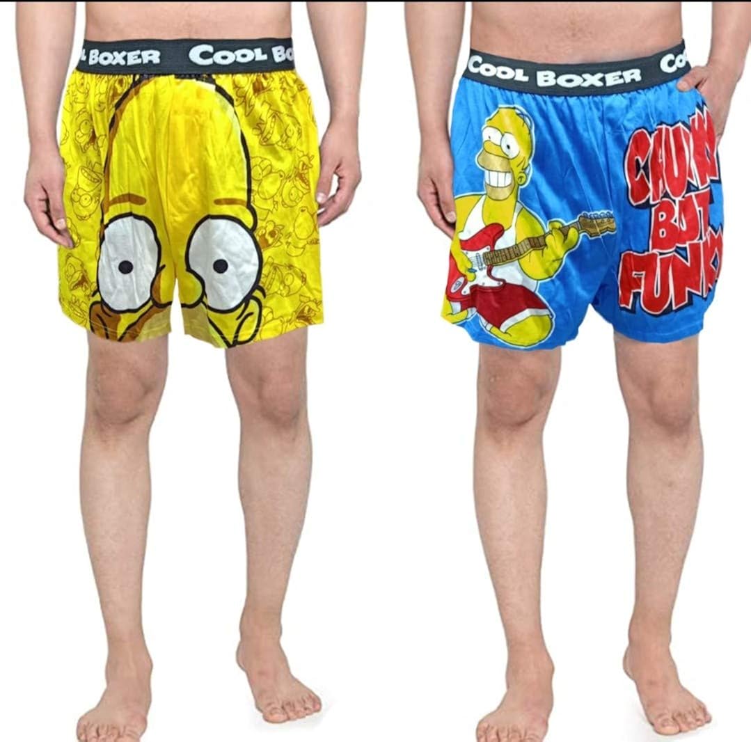 Buy Mens Boxer Shorts Cartoon Print (Pack of 2) Knitted Fabric (Jam ...