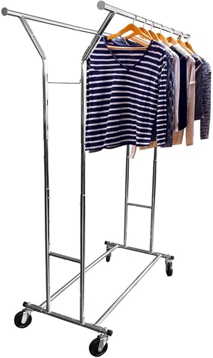 HLC-Portant/Penderie à roulettes-Métal-2 Barres-Hauteur et Largeur ...