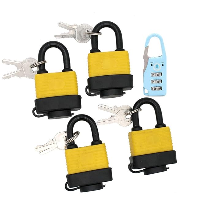 Set of 4 Keyed Alike Waterproof Padlock, 4" Wide Body - Weather ...