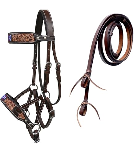 Bitless Sidepull Bridle CHALLENGER Western - Leather Beaded Horse ...
