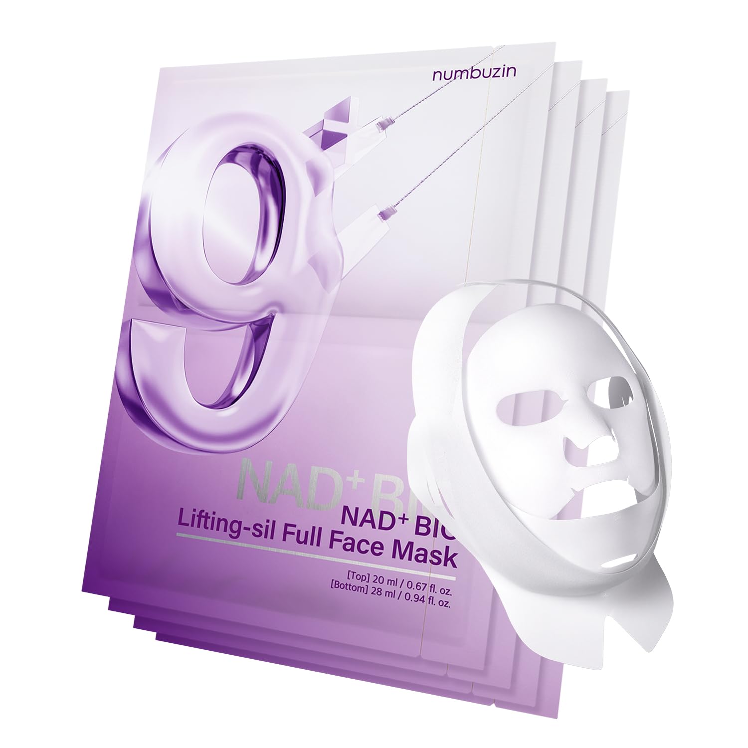numbuzin No.9 Sheet Mask | NAD+ BIO Lifting-sil Full Face Mask ...