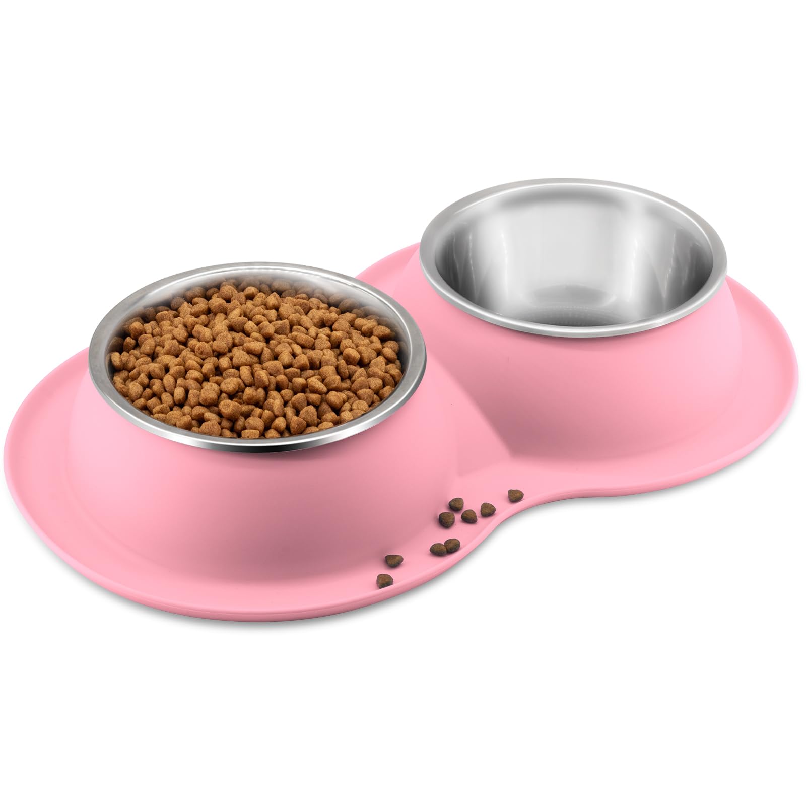 AIANDE Dog Bowls with Mat Dog Bowl Set Large for Medium Dogs Pink ...