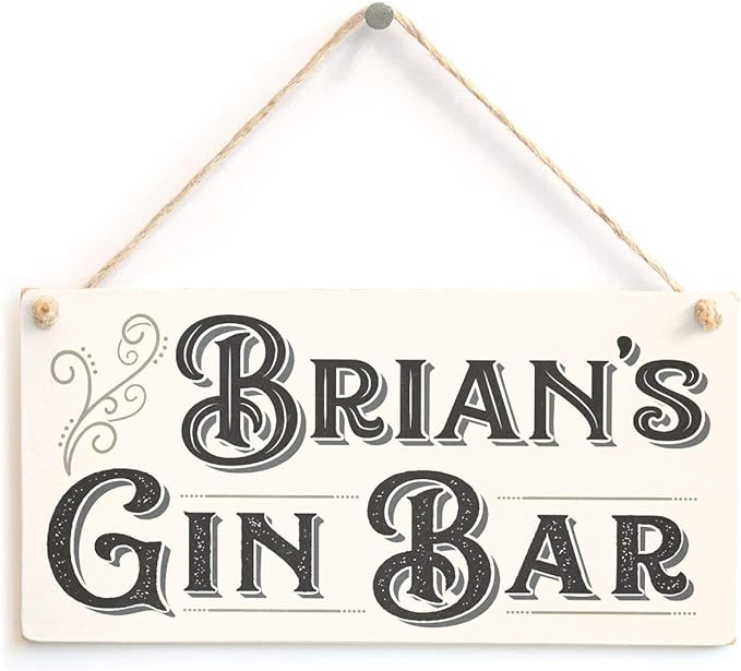 Personalised Gin Bar Sign - Unique Vintage Look Gin Bar Gift Plaque ...