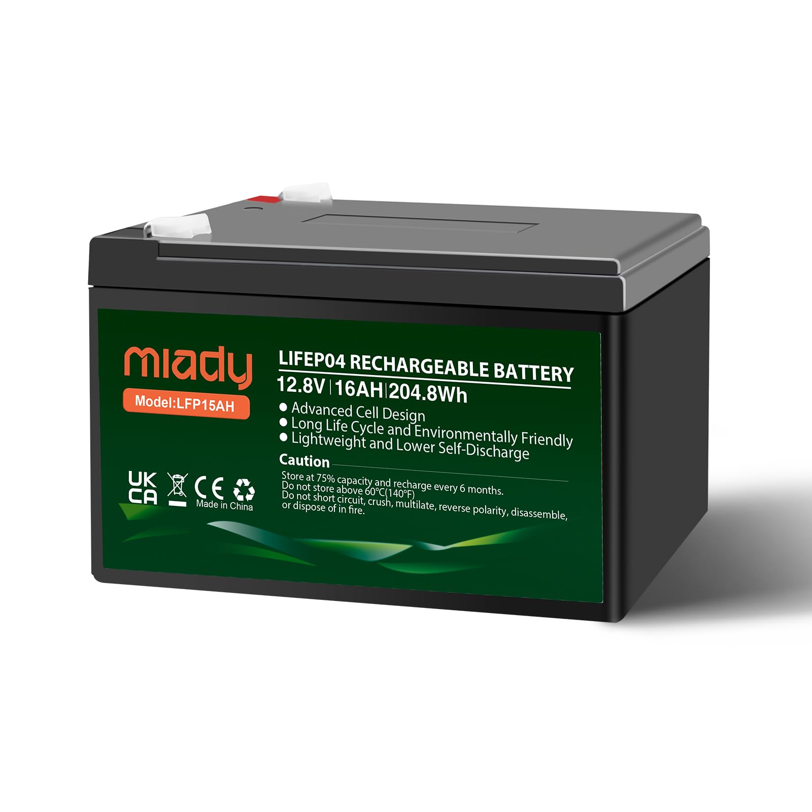 Miady 12V 16Ah Lithium LiFePO4 Deep Cycle Battery,3000 Cycles ...