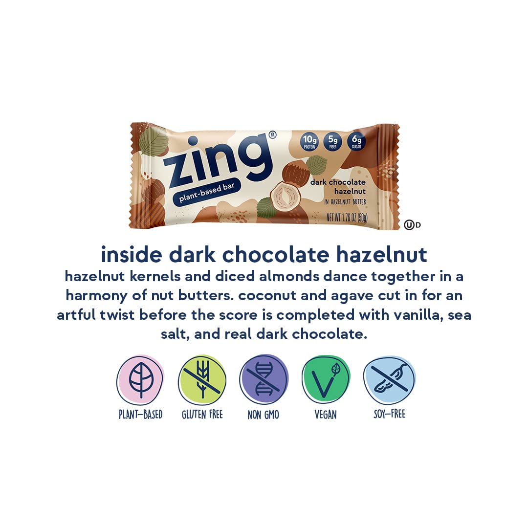 Mua Zing Dark Chocolate Hazelnut Vegan Protein Bars, Gluten Free with ...