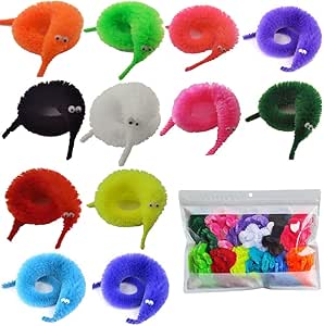 Amazon.com: 60 Pcs Magic Twisty Worm Wiggly Twisty Fuzzy Worms on a ...