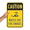"Caution - Watch Out For Snakes" Sign By SmartSign | 12" x 18" Aluminum ...