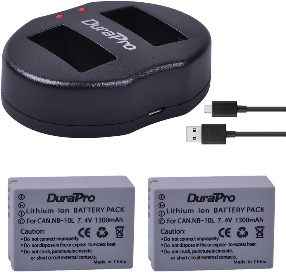DuraPro 2Pcs 1300mAh NB-10L NB10L NB 10L Battery Pack +: Amazon.co.uk ...